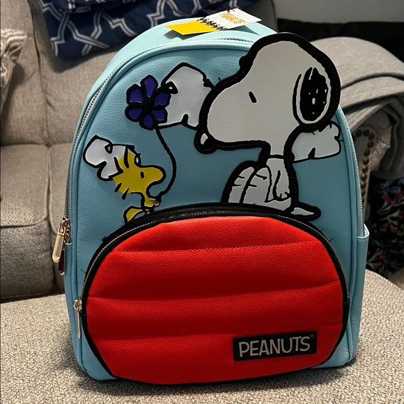 Peanuts | Bags | Peanuts Snoopy Blue And Red Backpack | Poshmark
